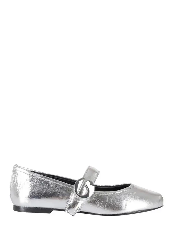 Coperni Silver Ruched Leather Ballet Flats - Gray