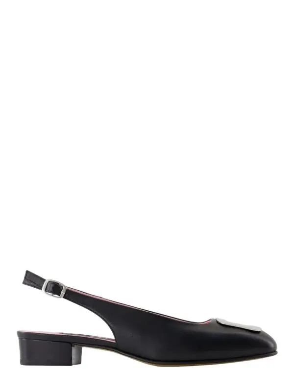 CAREL Leather Ballet Flats With Ankle Buckle Detail - Black
