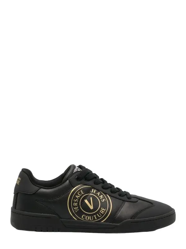 Versace Logo Print Sneakers - Black