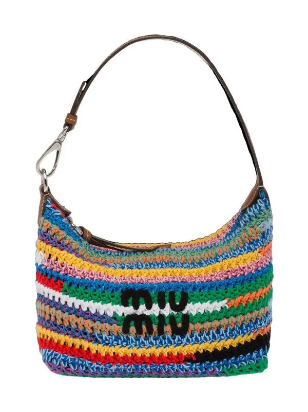 Miu Miu Crochet Pouch With Leather Handle - Multi-color