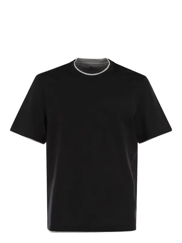 Brunello Cucinelli Logo-embroidered Crewneck T-shirt - Black