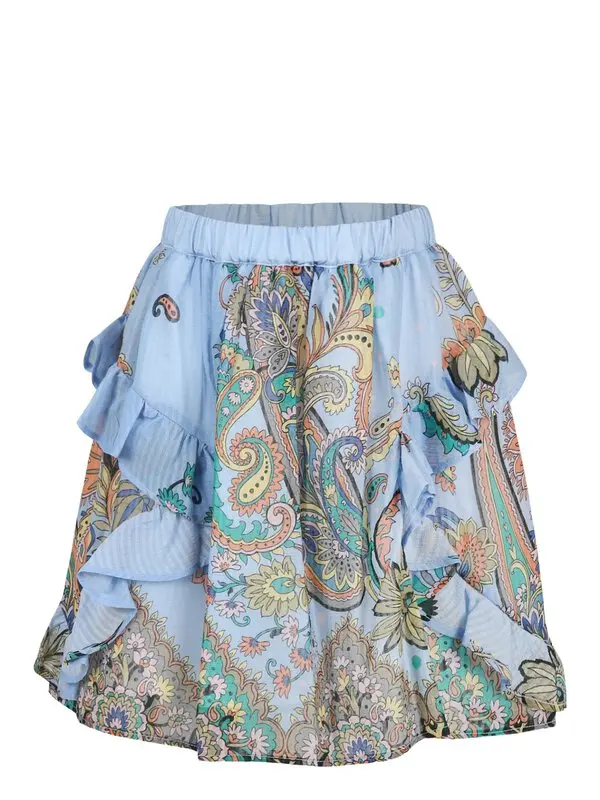 Etro Ruffled Paisley-print Skirt - Blue