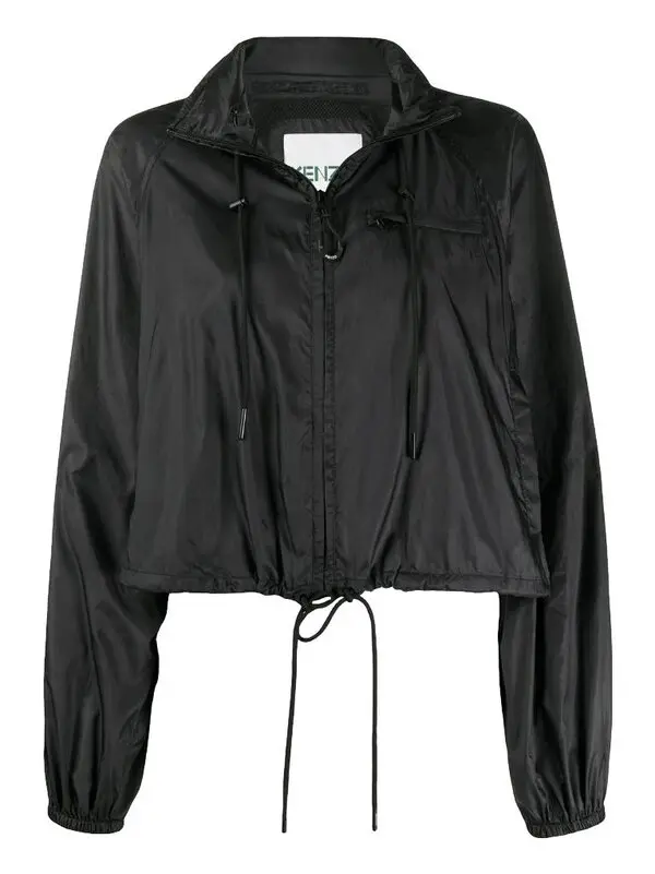 Kenzo Cropped Drawstring Hooded Jacket - Black