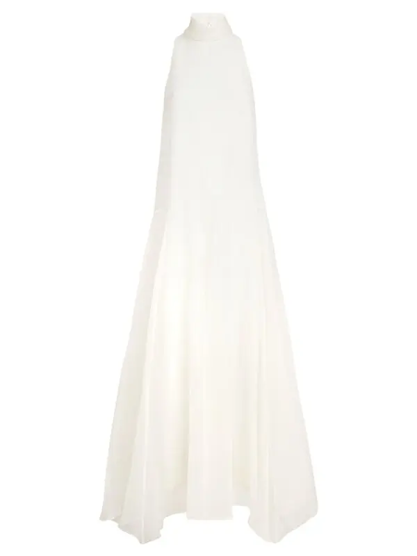 Brunello Cucinelli High-neck Maxi Dress - White