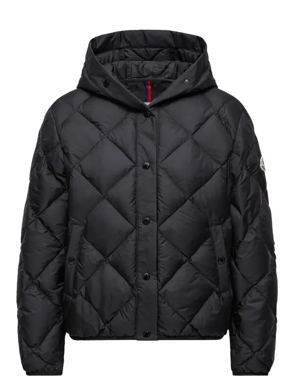 Moncler Arvouin Hooded Diamond-quilted Short Down Jacket - Black