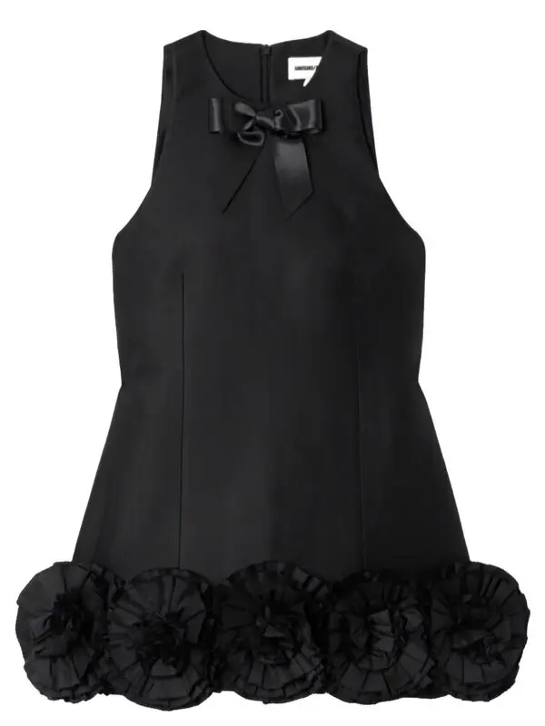 SHUSHU/TONG Sleeveless Dress With 3d Appliqué Flowers And Bow Detail - Black