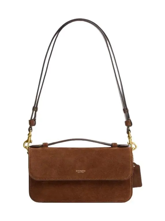 COACH Elora Top Handle Crossbody Bag In Suede - Brown