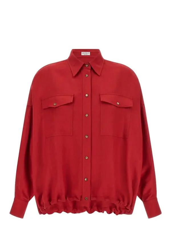 Brunello Cucinelli Collared Long Sleeve Shirt - Red