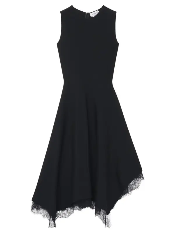 Alexander McQueen Lace-trim Asymmetric Dress - Black