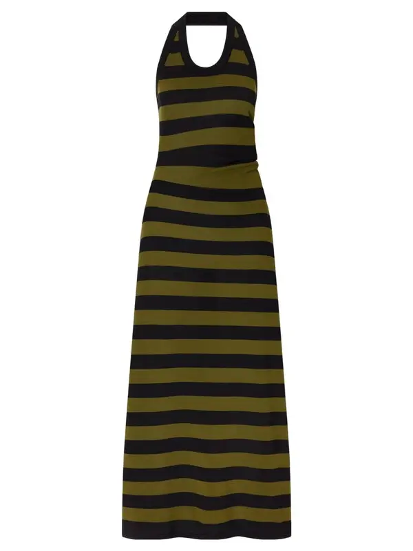 Proenza Schouler Fran Striped Cotton-knit Midi Dress - Black