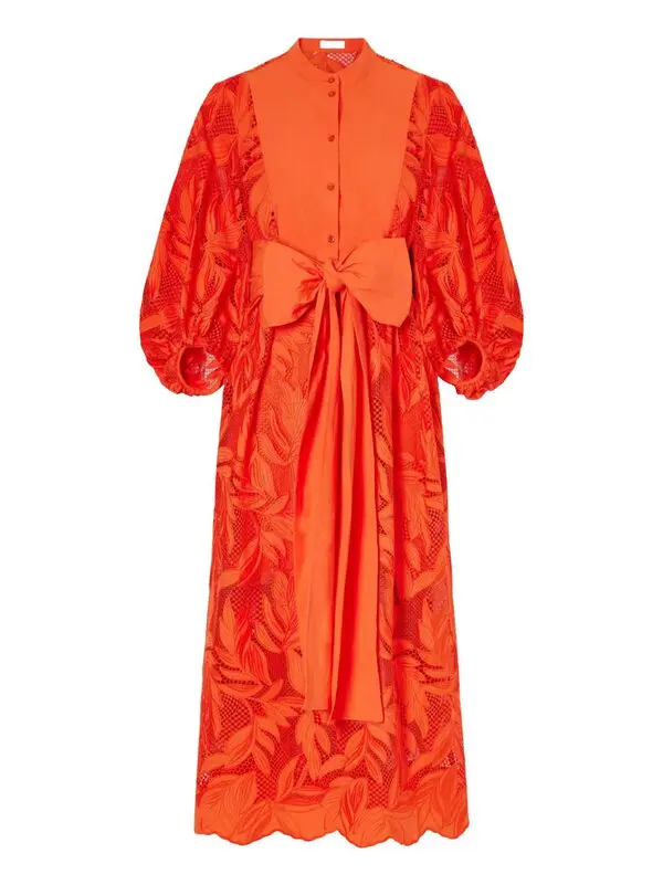 Erdem Floral Cutwork Maxi Dress - Red