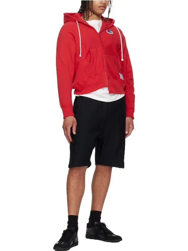 Undercover X Champion Black Logo Embossed Shorts - Red