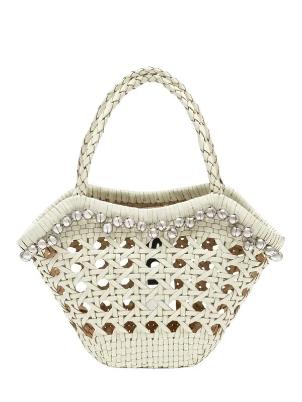OSOI Beaded Woven Shoulder Bag - Nude