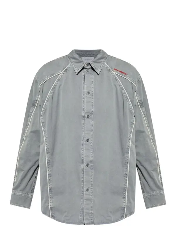 Off-White Logo Embroidered Button-up Shirt - Gray