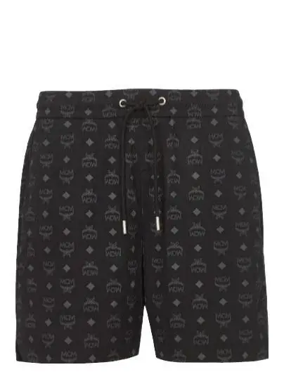 Mcm Monogram Print Shorts - Black
