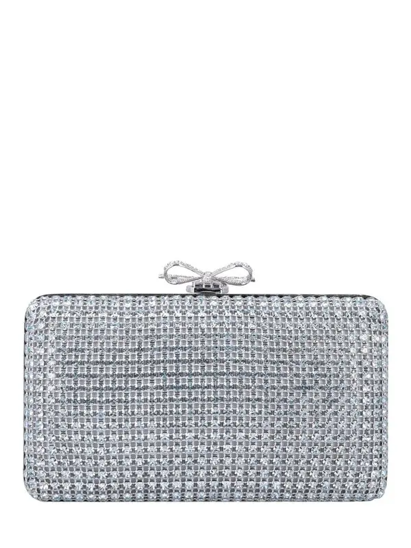 SELF-PORTRAIT Chainmail Shoulder Bag With Crystal Bow - Gray