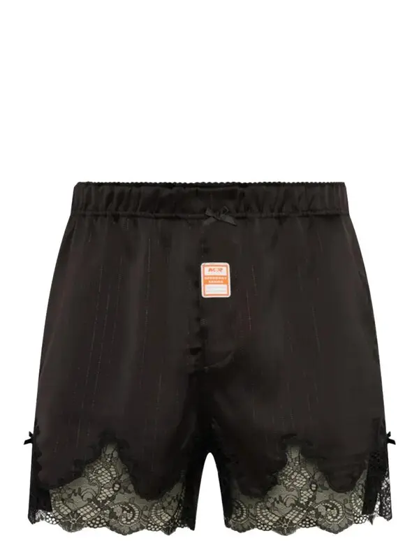 Martine Rose Lace Trimmed Striped Shorts - Black