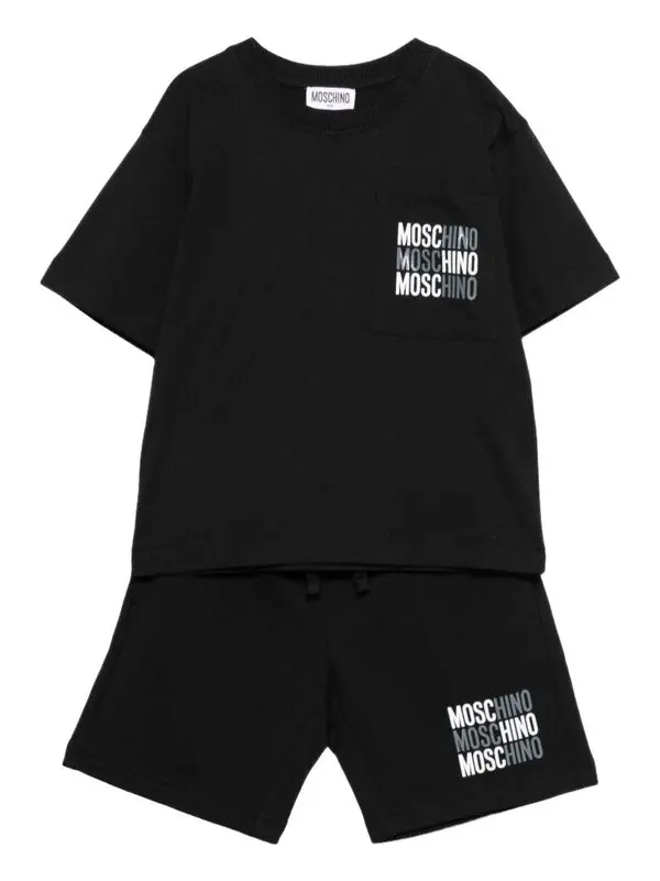 Moschino Print T-shirt And Drawstring Shorts Set - Black