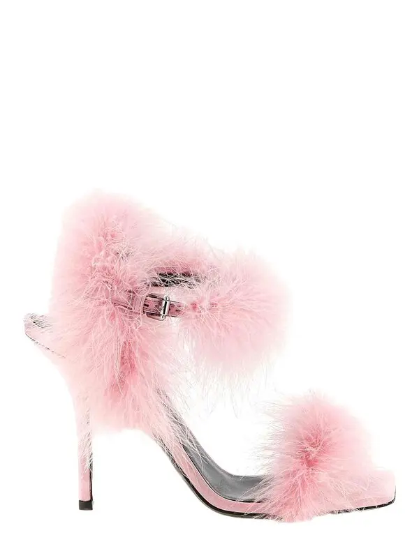 Moschino Feather High-heeled Sandals - Pink