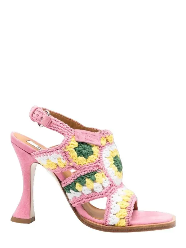Moschino Crochet-knit Heeled Sandals - Pink