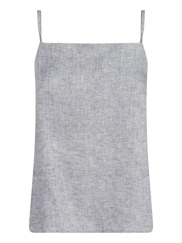 Peserico Sleeveless Linen Camisole Top With Metal Detail - Gray