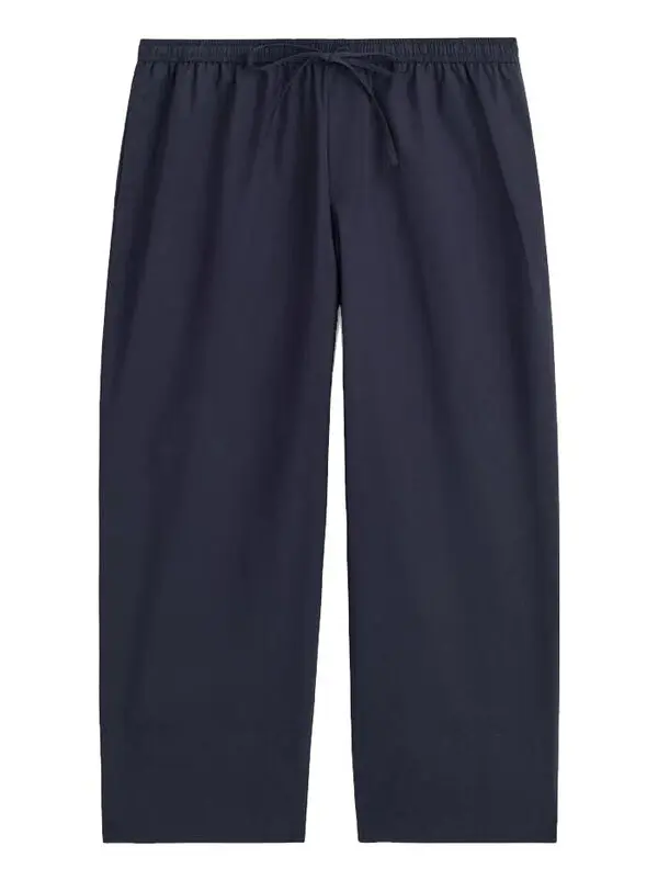 Cos Cotton Straight-leg Drawstring Pants - Navy