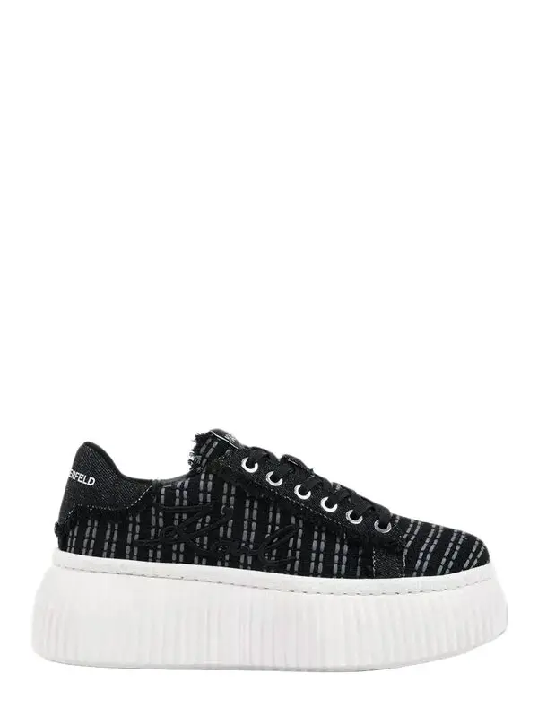 Karl Lagerfeld Bouclé-knit Frayed Sneakers - Black