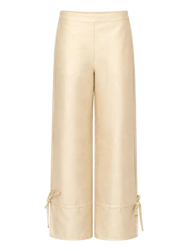 Carmen Says Cream Sparkle Pants With Tie Detail - White