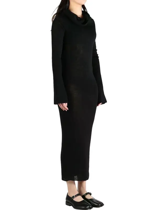 ANN DEMEULEMEESTER Cowl Neck Long Sleeve Maxi Dress - Black