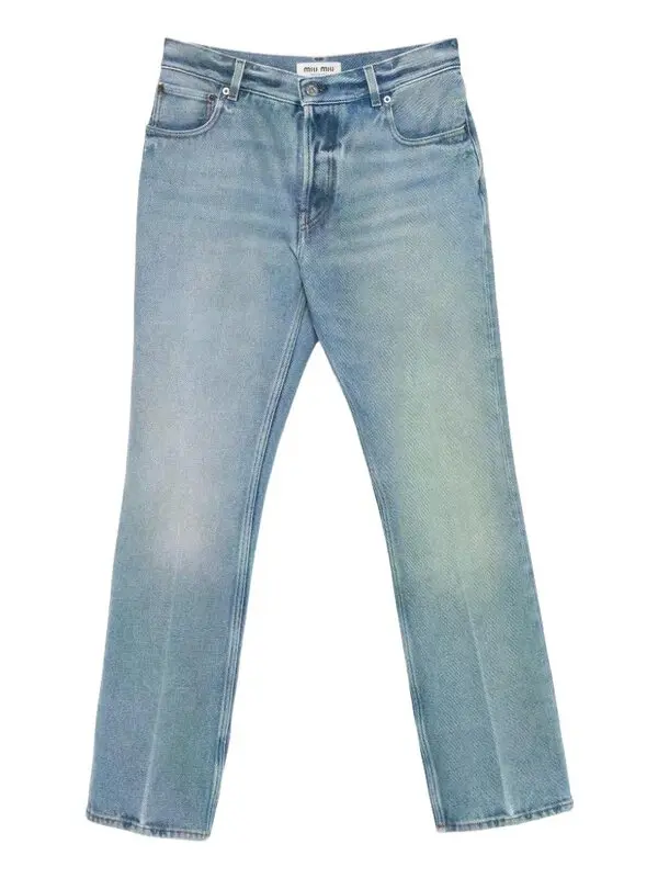 Miu Miu Washed Five-pocket Straight-leg Jeans - Blue