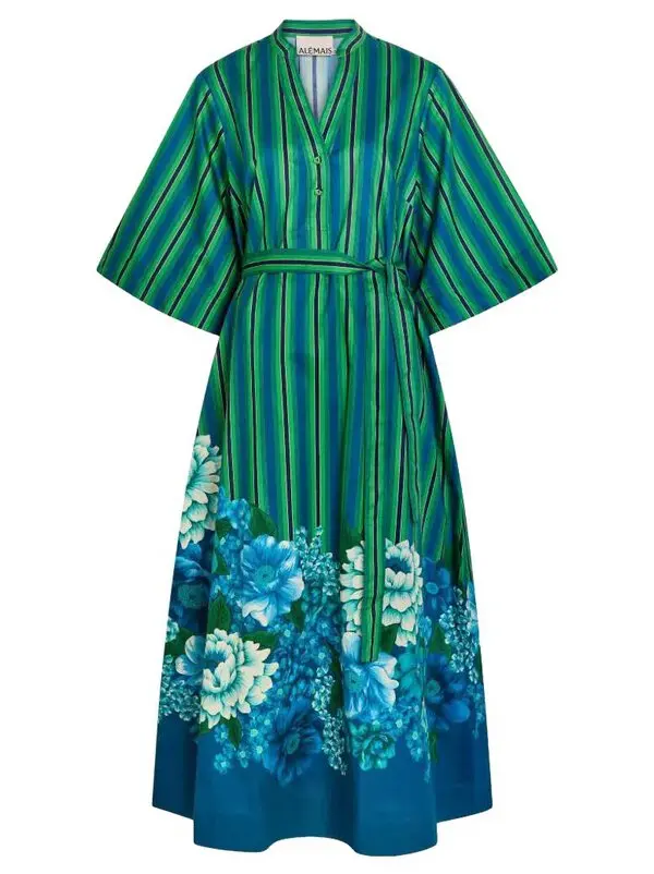 ALEMAIS Margo Tunic Striped Midi Dress - Blue