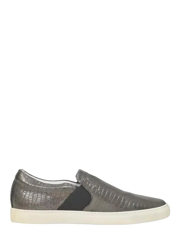 LANVIN Embossed Leather Slip-on Sneakers - Grey