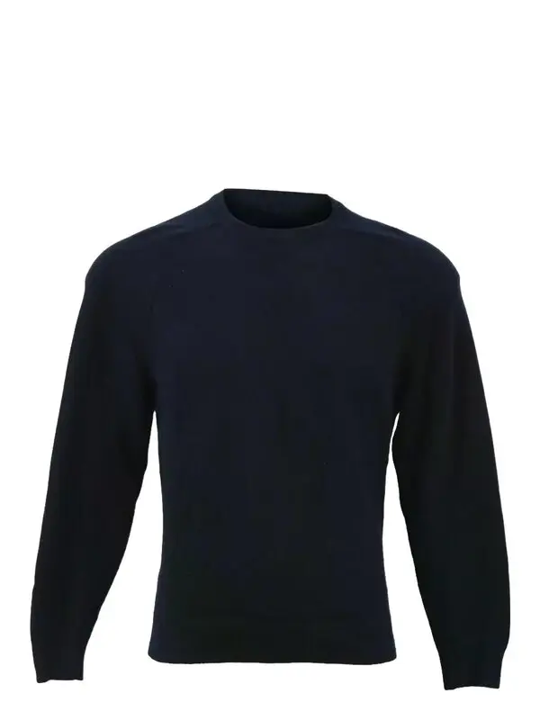 Saint Laurent Navy Wool Crew Neck Sweater - Blue