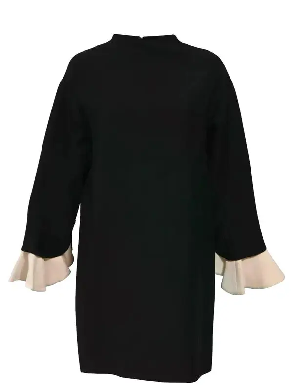 Valentino Garavani Wool Bell-sleeved Shift Dress - Black