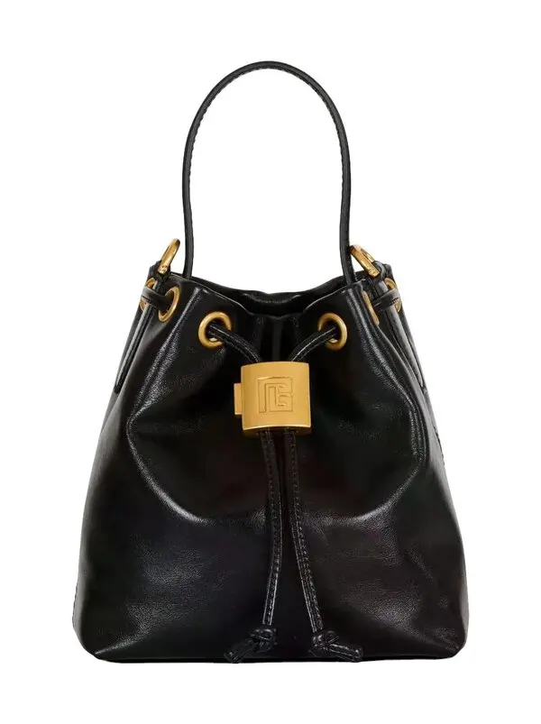 Balmain Pulse Bucket Bag In Smooth Leather - Black