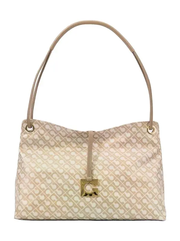 GHERARDINI Large Logo-print Shoulder Bag - Neutrals
