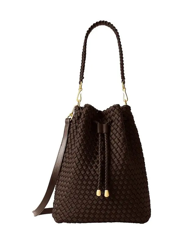 NAGHEDI Mercer Woven Bucket Bag - Chocolate
