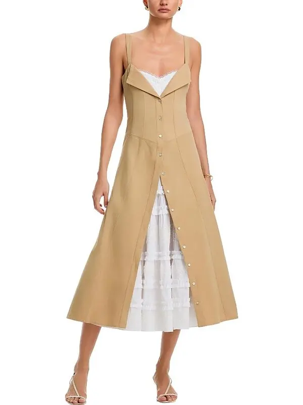 Cinq À Sept Lucil Midi Dress - Khaki/white