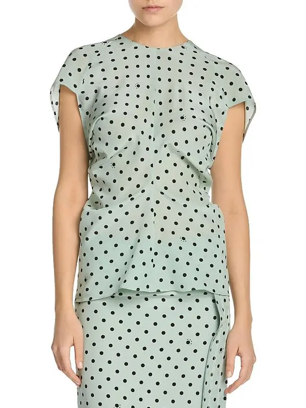 Marni Polka Dot Silk Blend Top - Mint