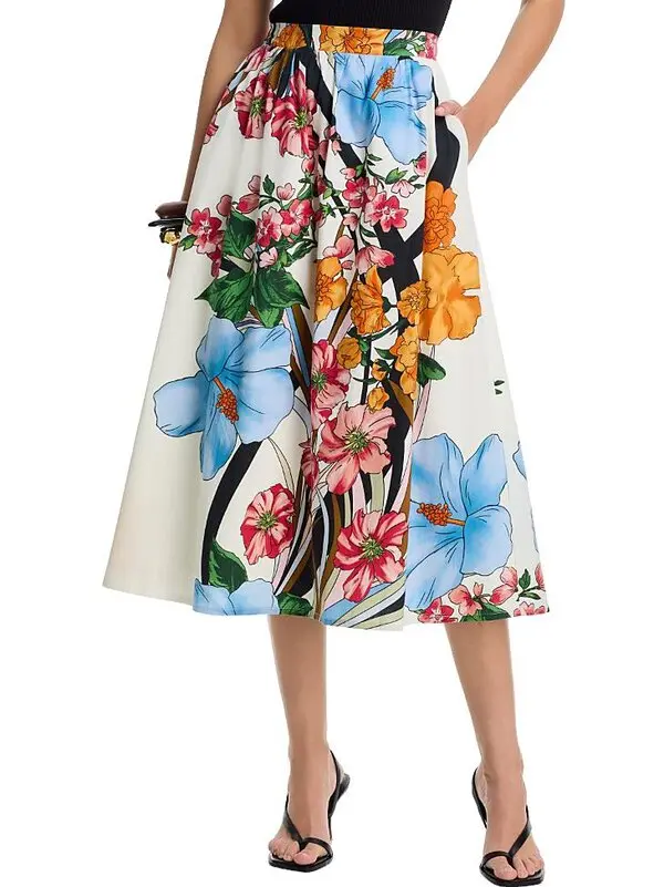 T Tahari Printed Maxi Skirt - Tropical Swirl