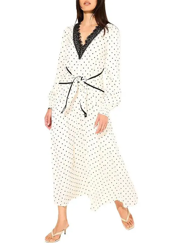 Mint Velvet Polka Dot Tie Maxi Dress - Cream