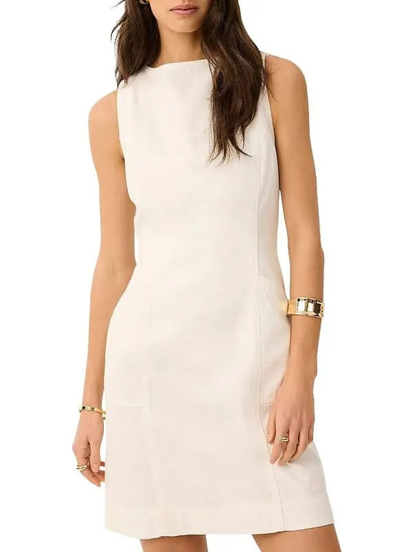 Mint Velvet Sleeveless Denim Mini Dress - White