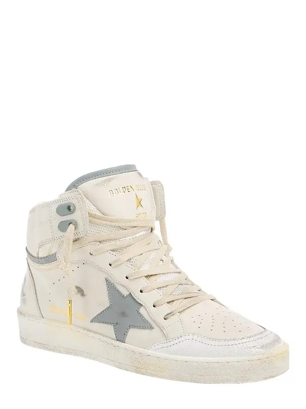 GOLDEN GOOSE Sky Star High Top Sneakers - White Silver
