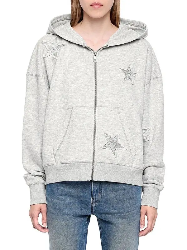Zadig&Voltaire Embellished Star Zip-up Hoodie - Gris Chine Clai