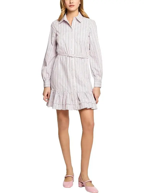 Cinq À Sept Sophie Stripe Shirt Dress - Strawberry