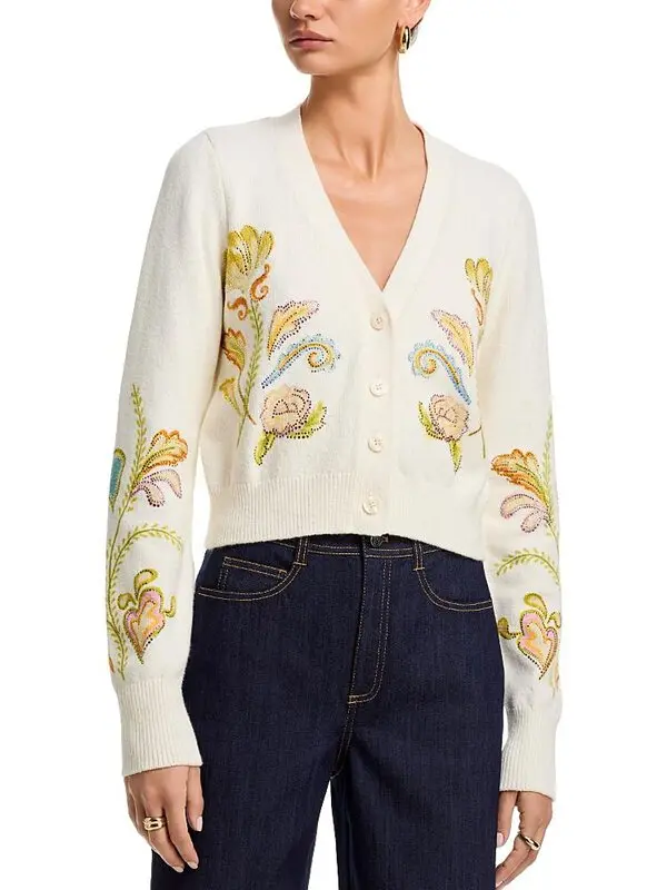 Cinq À Sept Nikko Heirloom Embroidered Cardigan - Starch
