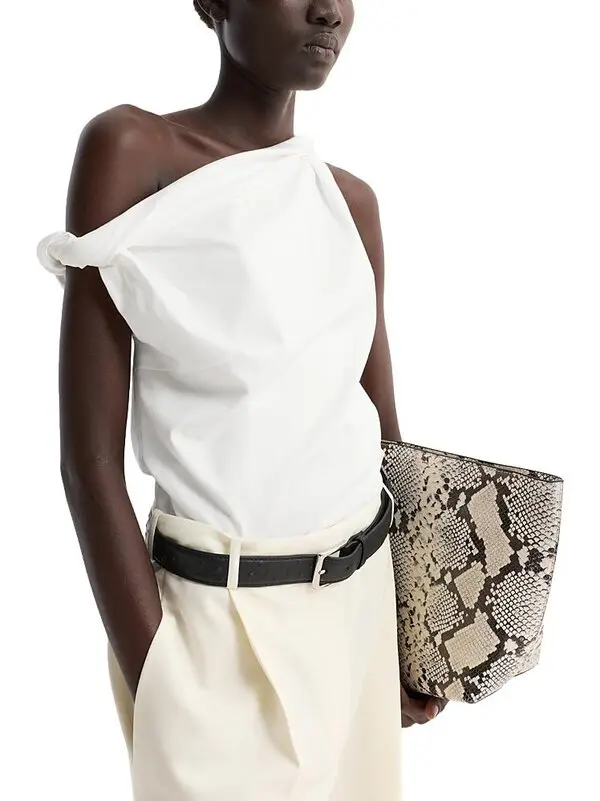 RÓHE Sculptural Cotton-silk Blend Top With Asymmetrical Draping - Off White