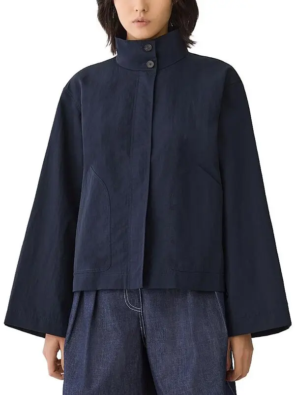 Lafayette 148 New York Funnel Neck Wide Sleeve Jacket - Ink