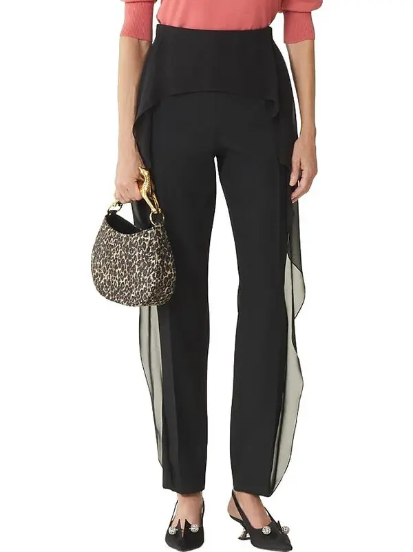 LANVIN Frilled Wool Trousers - Black