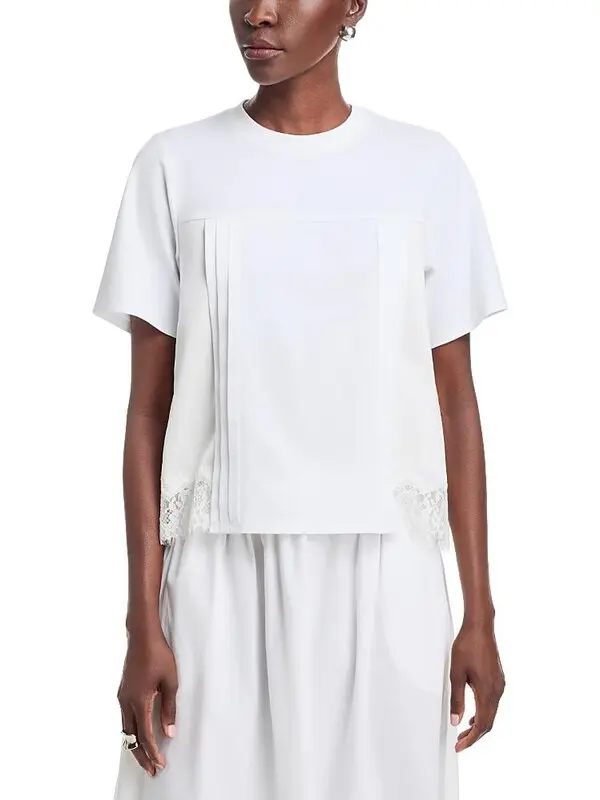 3.1 Phillip Lim Pintucked Lace Trim Tee - White